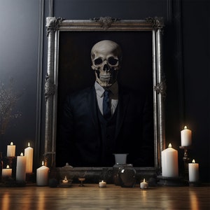 Gothic Victorian Skeleton Portrait, Framed Canvas Print, Halloween Art ...