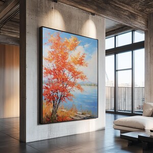 River Wall Art, Fall Art, Trees Wall Art, Landscape Art, Sunset Wall ...