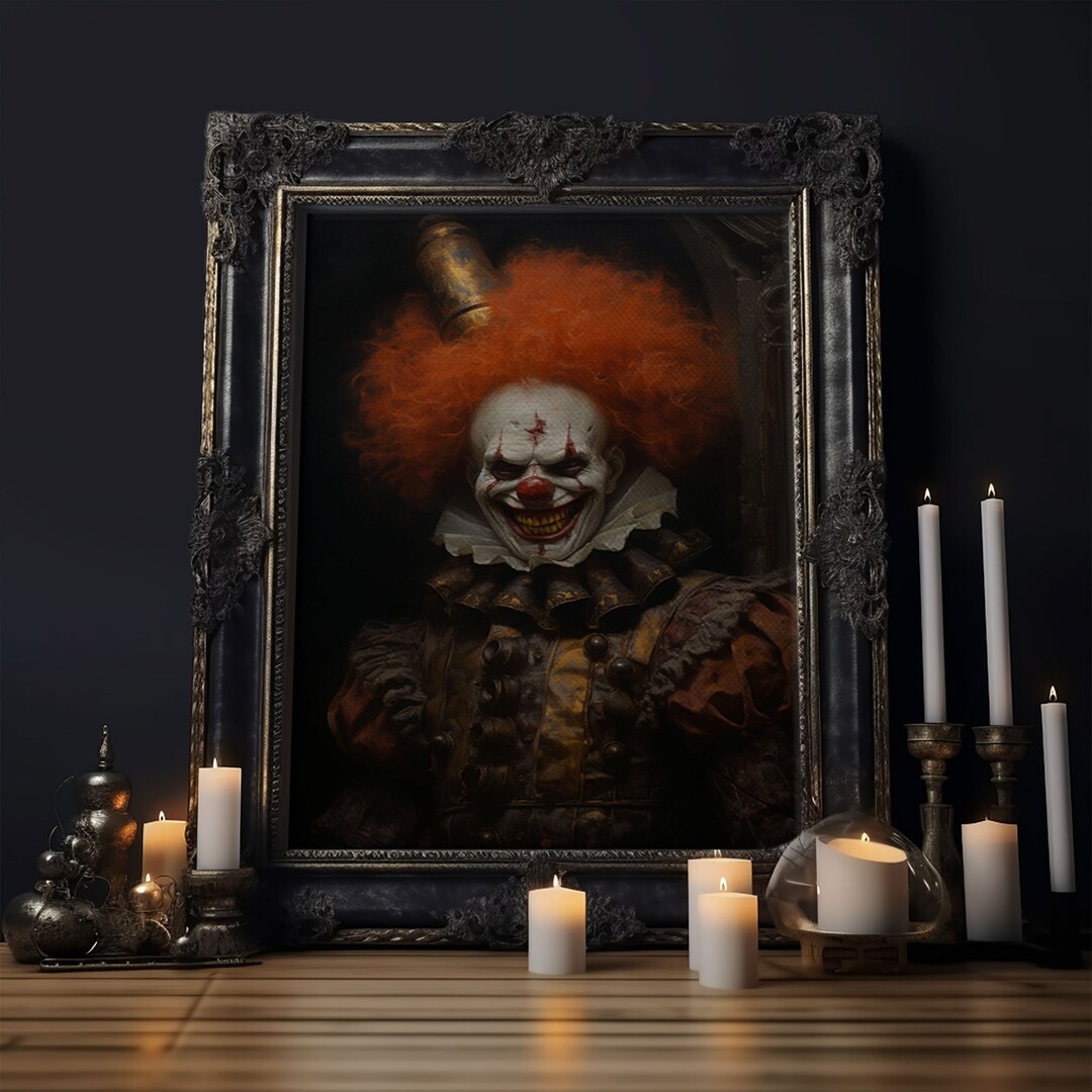 Scary Victorian Clown, Coulrophobia, Framed Canvas Print, Victorian ...