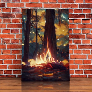 Abstract Campfire Art, Framed Canvas Print, Ready to Hang Framed Wall ...