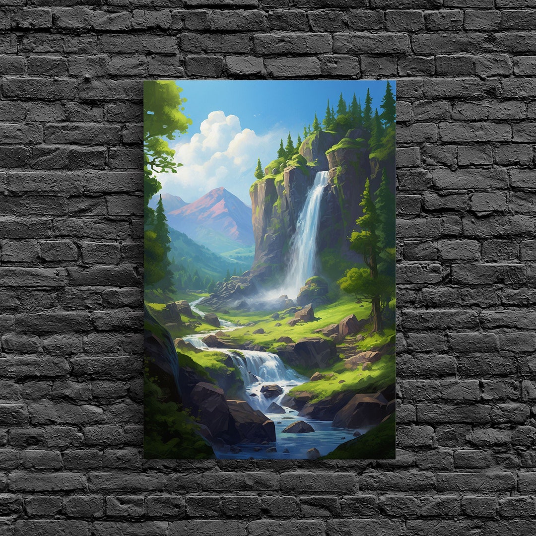 Waterfalls Wall Art, Landscape Art Print, River Wall Art, Canvas Print ...