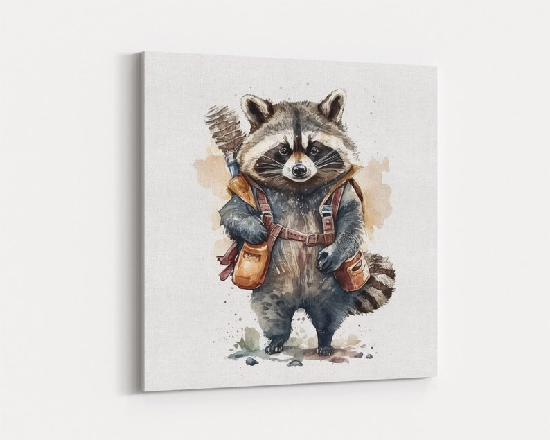 Cute Cartoon Racoon Trash Panda Art Framed Canvas Print - Etsy
