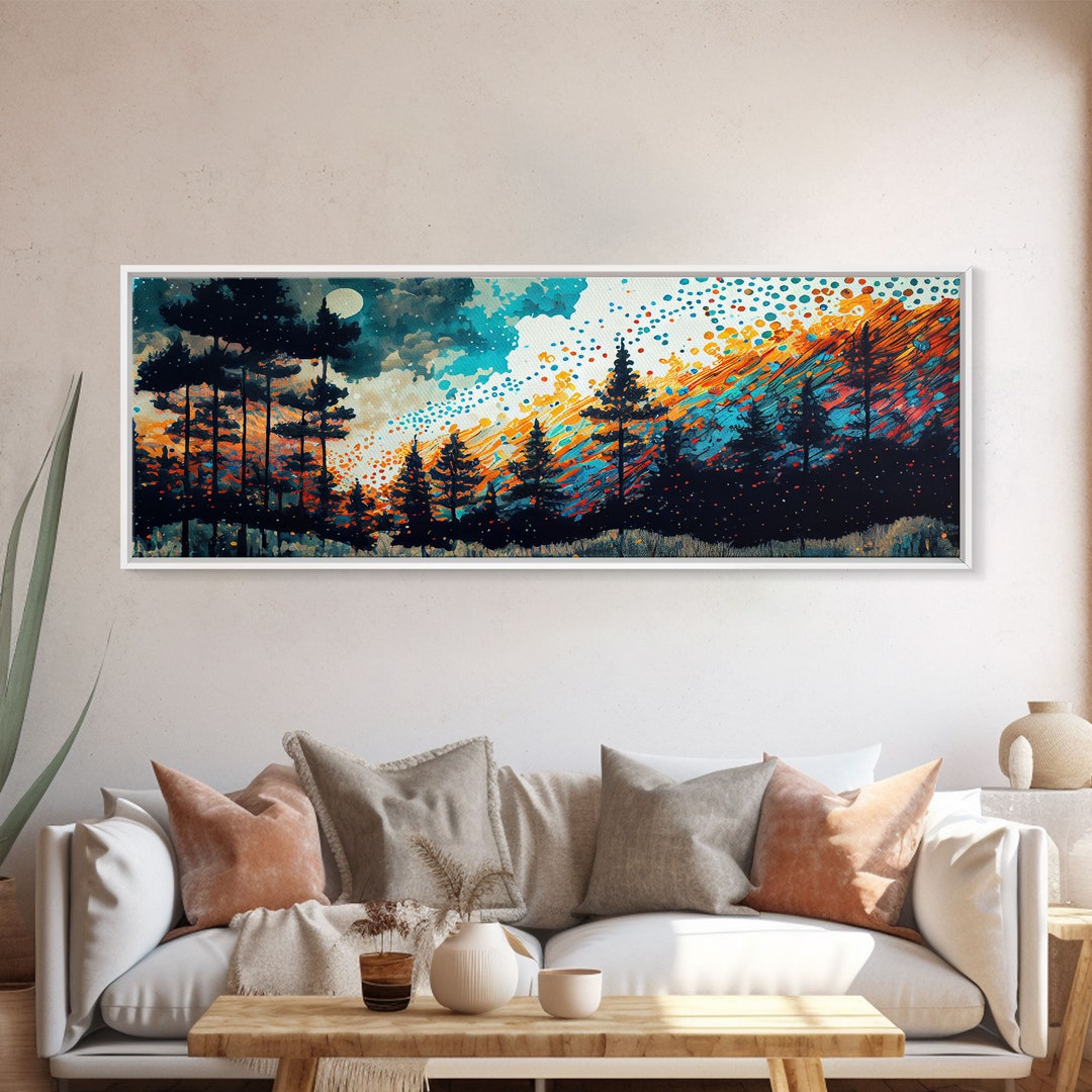 Extra Large 24 X 72 Wall Art, Framed Canvas Print, Abstract Pine Tree ...