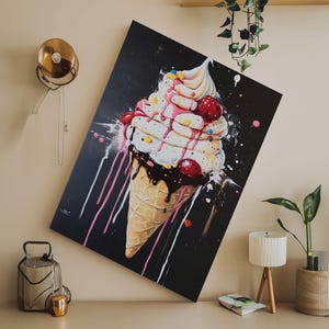 Ice Cream Shop Wall Art, Abstract Still Life of Ice Cream, Food Review ...