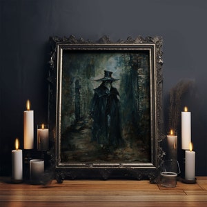 Ghostly Figure in Victorian Attire - Eerie Night Stalker Gothic Art ...