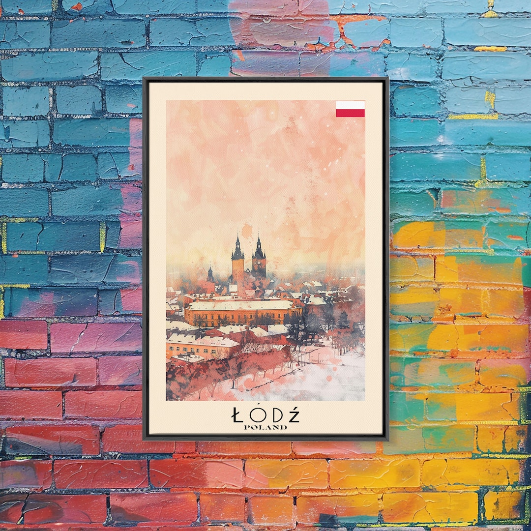 Lodz Poland Travel Poster Framed Canvas Print, Historic Cityscape ...
