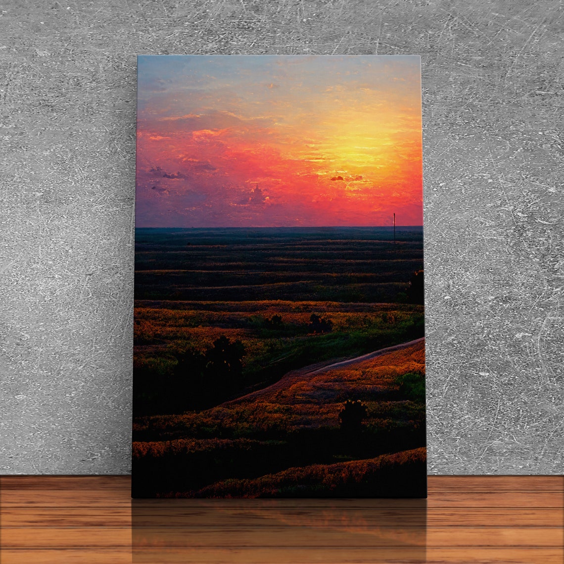 Sunset Over a Texas Field Canvas Print Landscape Art Ready - Etsy