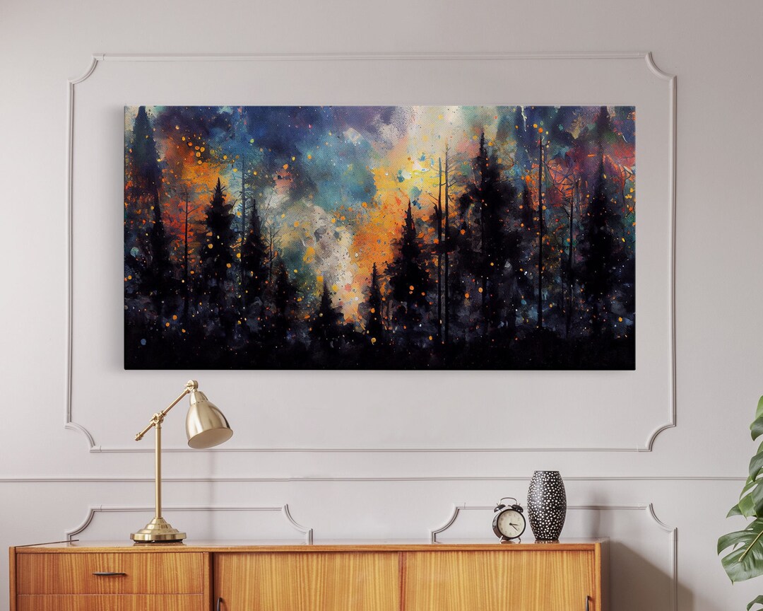 Forest Fire Abstract Forest Landscape Wall Art Framed Canvas - Etsy