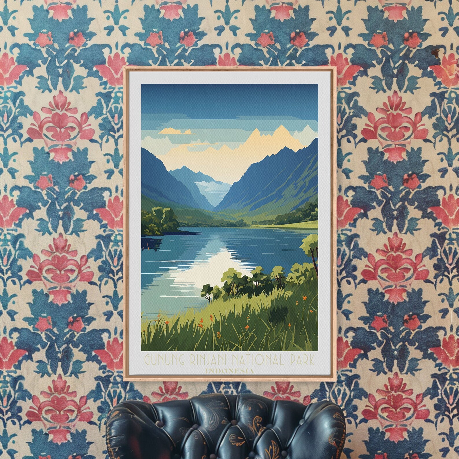Gunung Rinjani National Park Indonesia Art Framed Canvas Print Travel ...