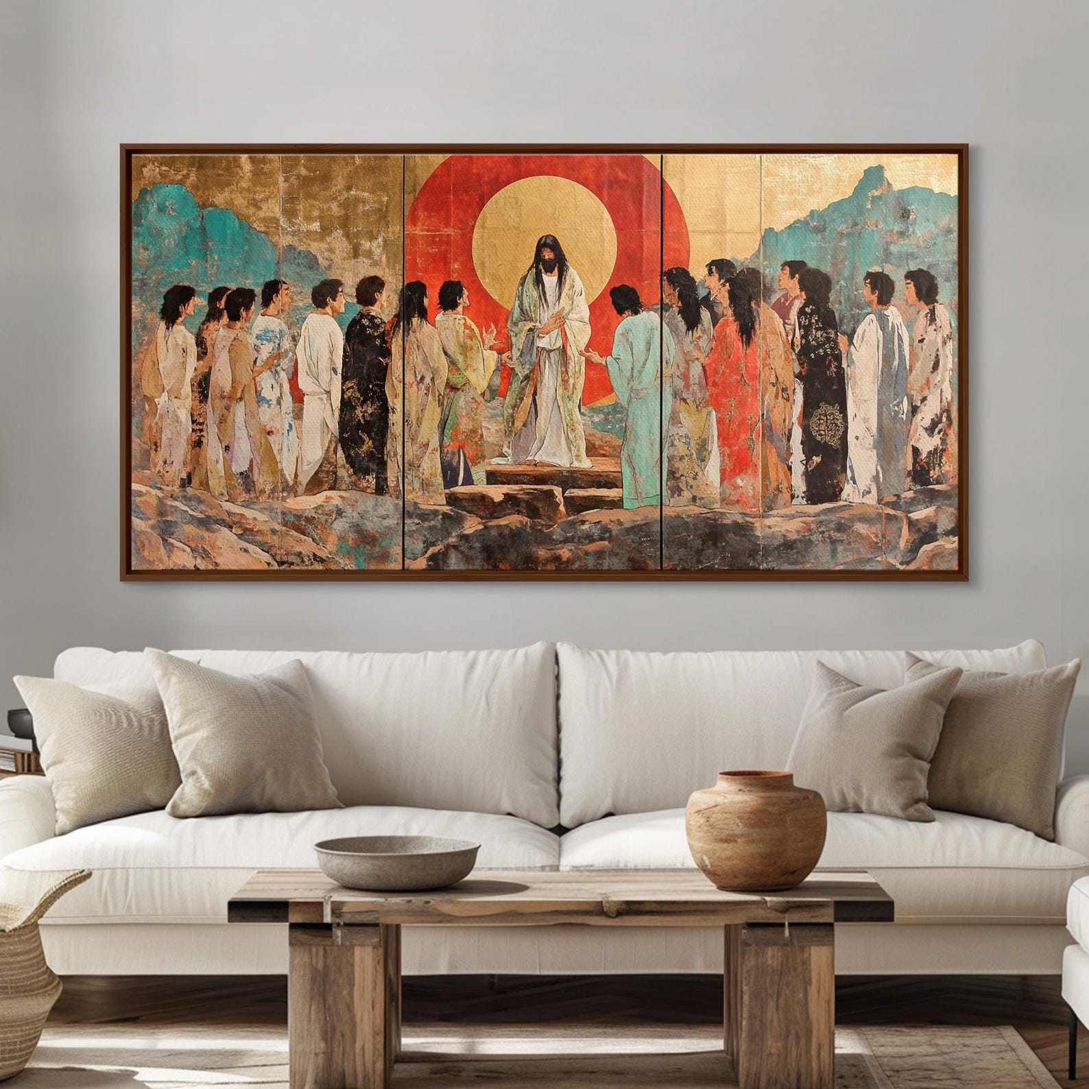 Raising of Lazarus From the Tomb Nihonga Wabi Sabi Style Framed Canvas ...