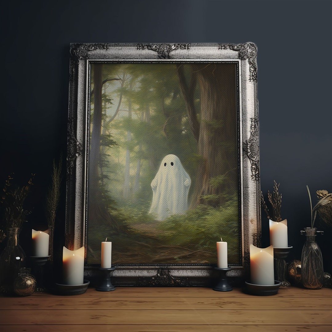 Cute Little Ghost in the Forest, Gothic Victorian Haunted Art, Dark ...