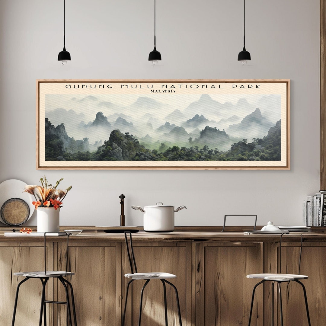 Gunung Mulu National Park Framed Canvas Print Travel Poster | Panoramic ...