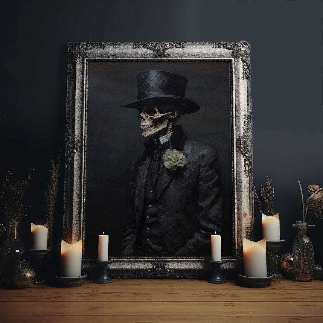 The Dapper Gentleman Skeleton, Spooky Halloween Wall Art, Canvas Print ...