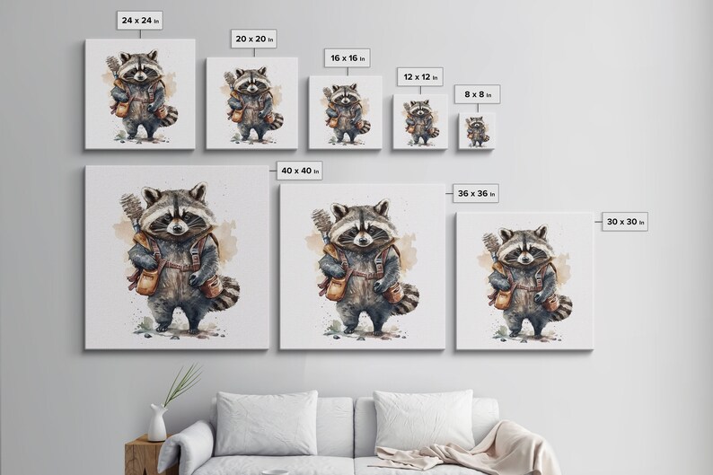 Cute Cartoon Racoon Trash Panda Art Framed Canvas Print - Etsy