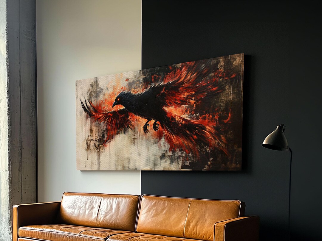 Black Phoenix Graffiti Art - Framed Canvas Print - Phoenix Painting ...