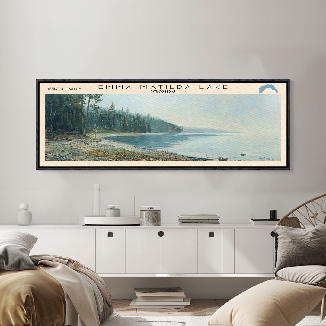 Emma Matilda Lake Wyoming Framed Canvas Print, Lake House Decor ...