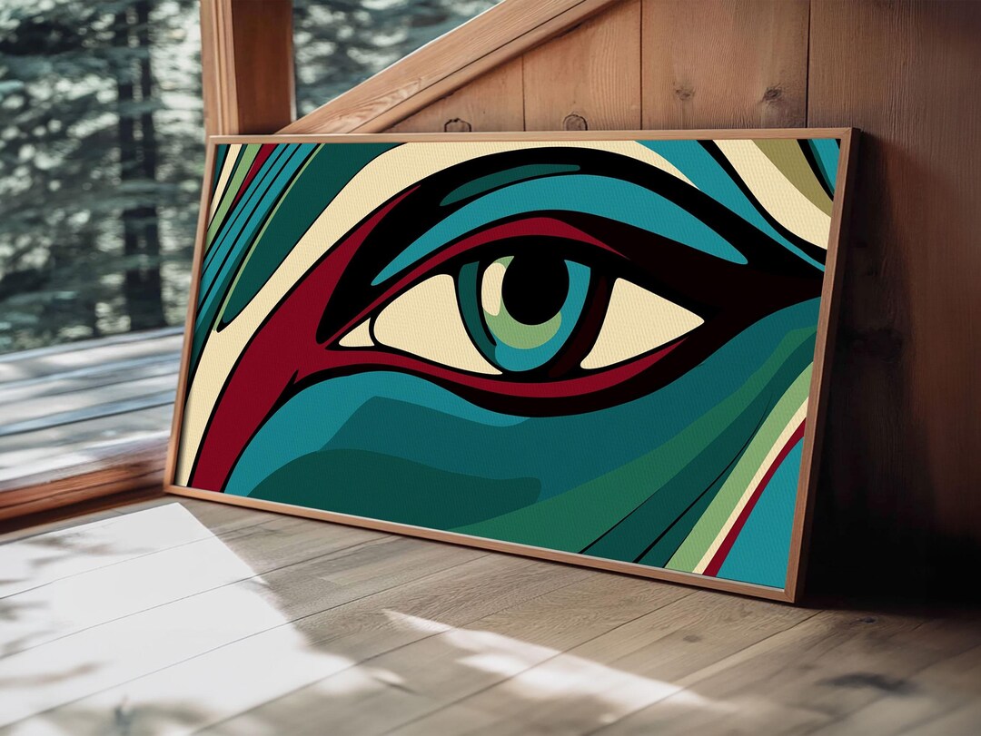 Abstract Painting of a Human Eye Framed Canvas Print, Retro Art Deco ...