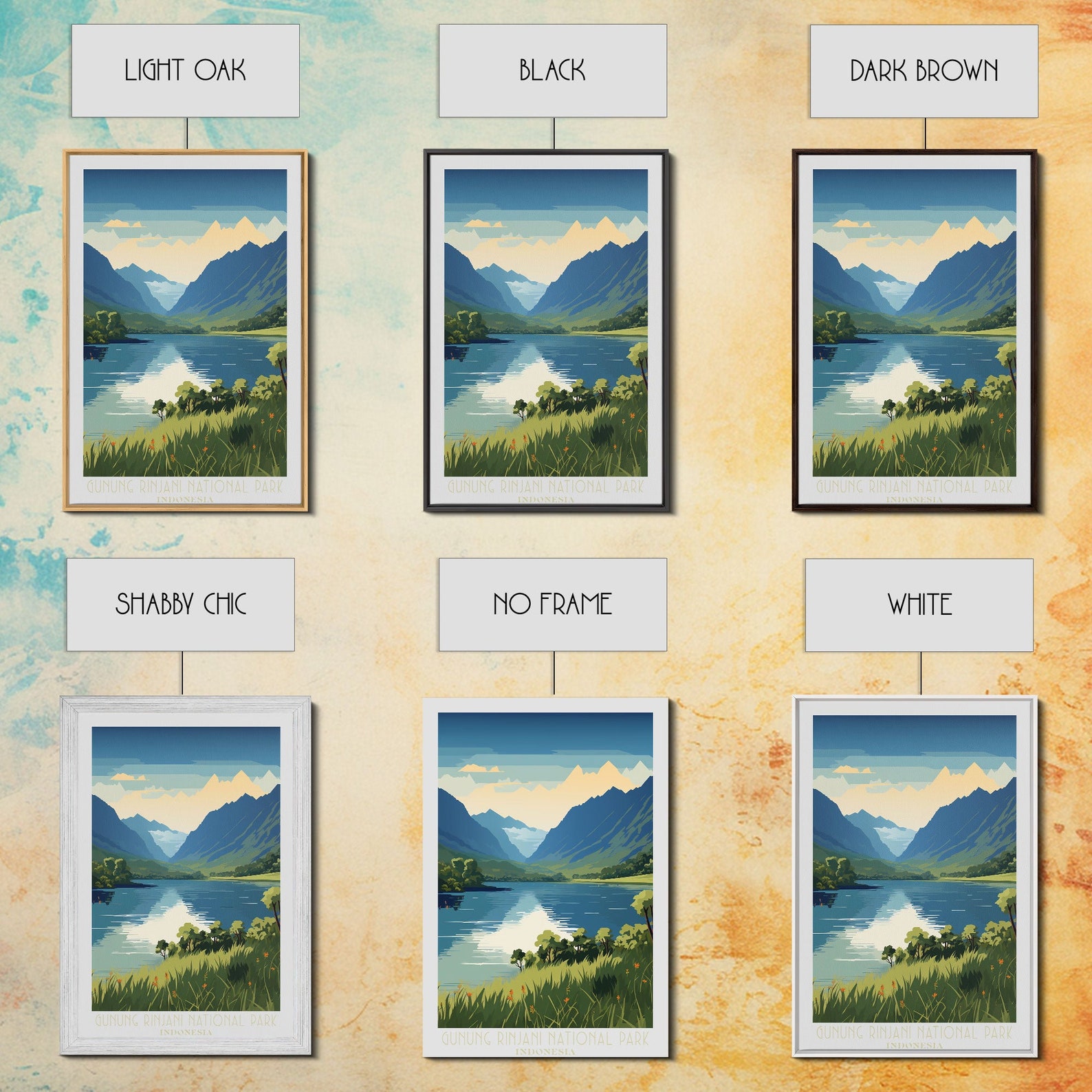 Gunung Rinjani National Park Indonesia Art Framed Canvas Print Travel ...
