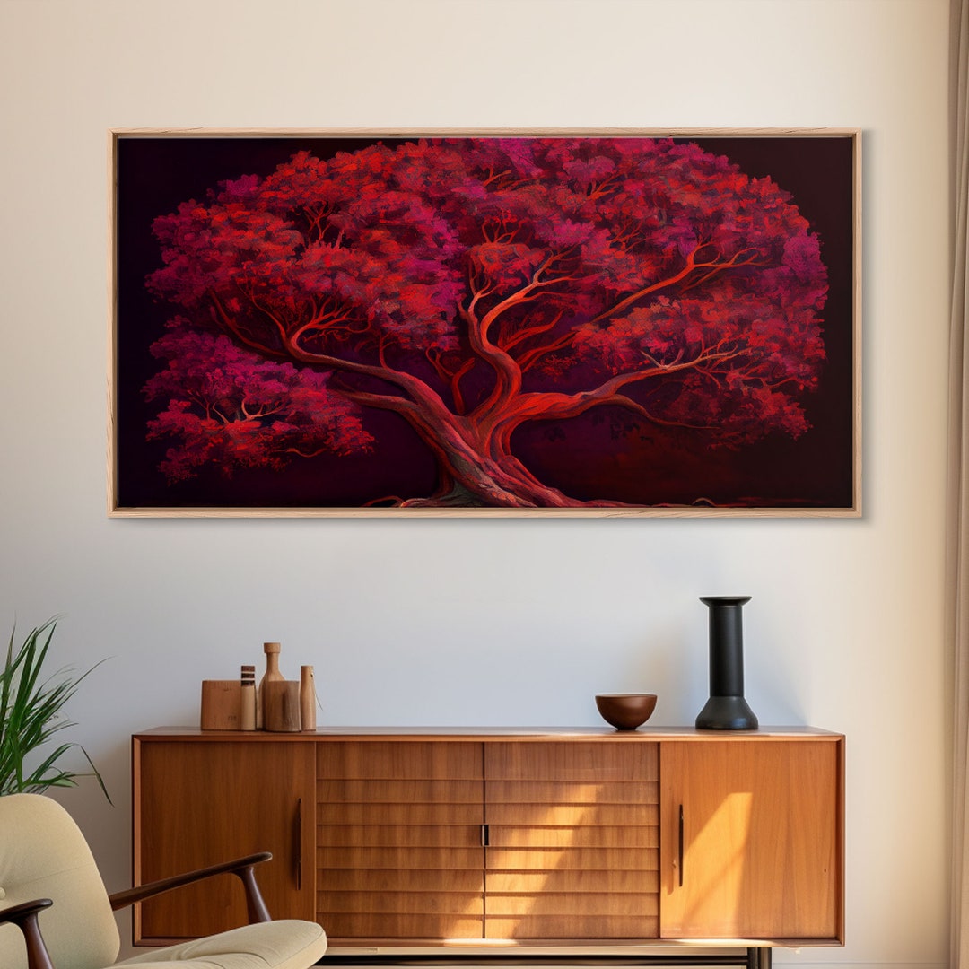 Blood Red Tree, Fantasy Horror Art, Framed Canvas Print - Etsy