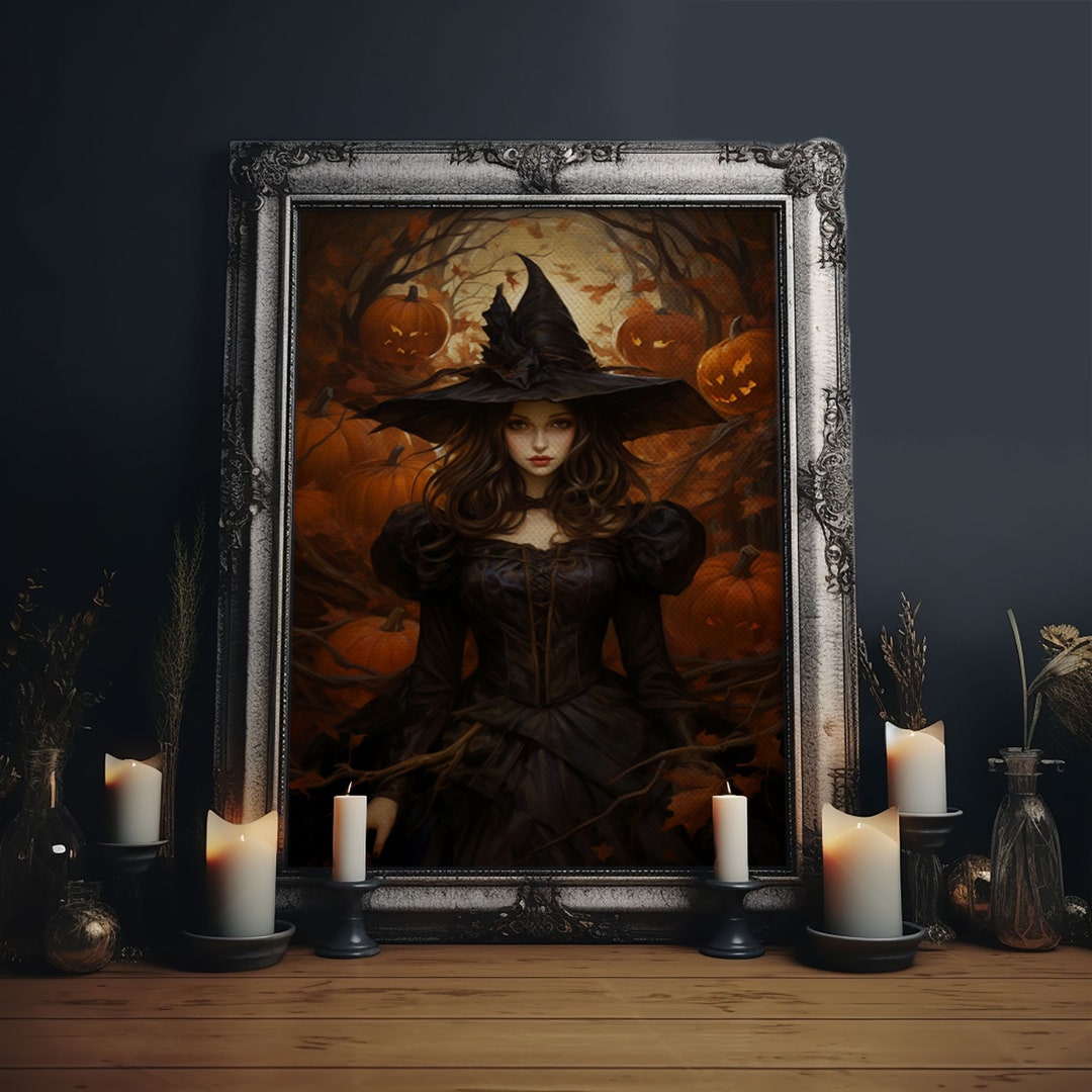 Beautiful Gothic Witch Art, Framed Halloween Canvas, Canvas Print ...