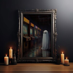 Ghost in an Abandoned Arcade, Nostalgia Canvas, Art Canvas Print, Dark ...