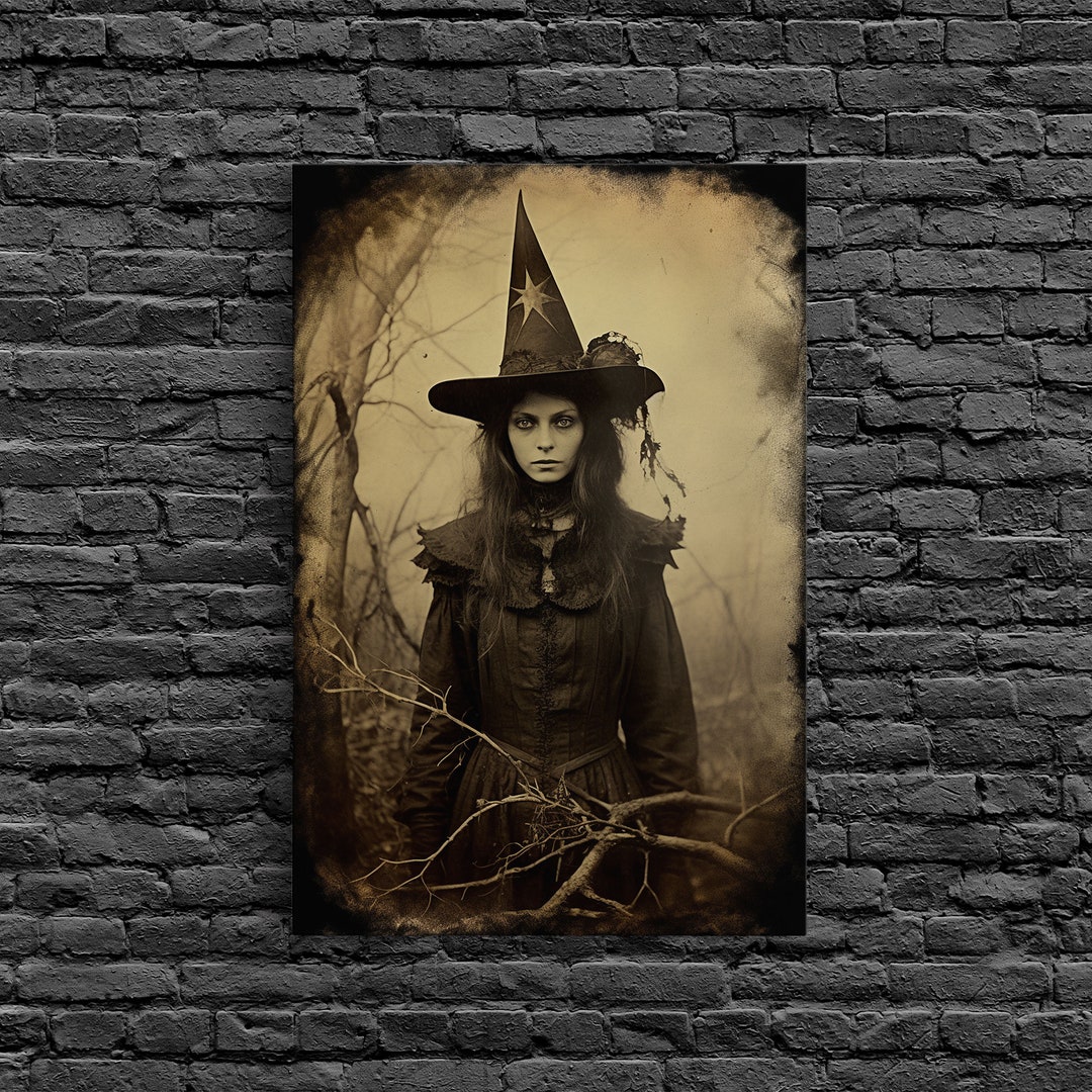 Witchy Art, Portrait of a Victorian Witch, Daguerreotype, Framed Canvas ...