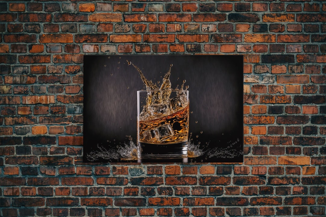 Whiskey Wall Décor, Glass of Whiskey With Splash, Man Cave Wall Art ...