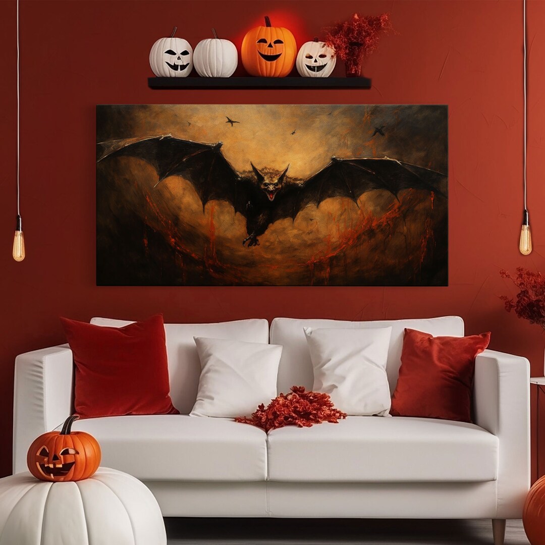 Vampire Bat Painting, Vintage Poster, Framed Canvas Print, Art Poster ...