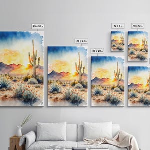 Arizona Desert Cactus Canvas Wall Art - Farmhouse Nature Decor ...