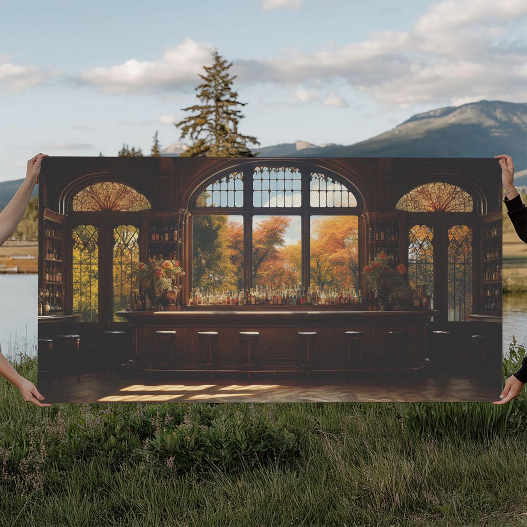 Old Timey Victorian Bar Oil Painting of A Vintage Bar Overlooking A ...