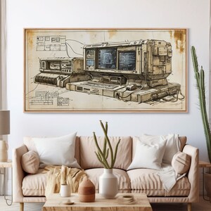 Casette Futurism, Retro Technology Art, Framed Canvas Print, Fake ...