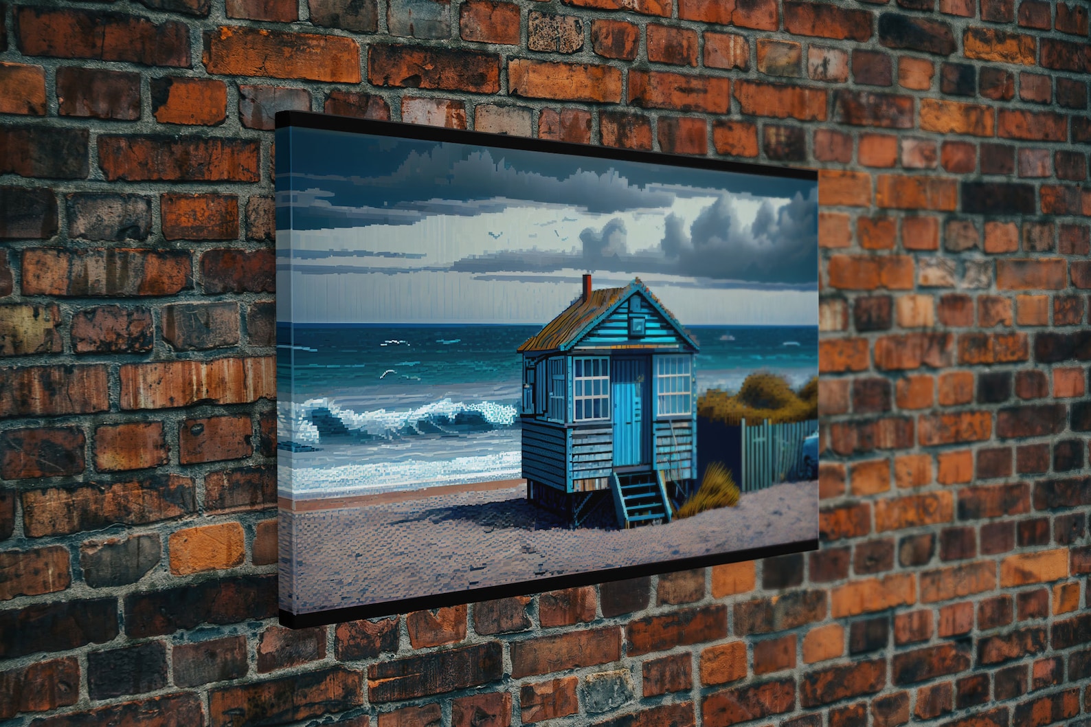 Sea Side Shack Pixel Art New England Style Beach Art Framed - Etsy
