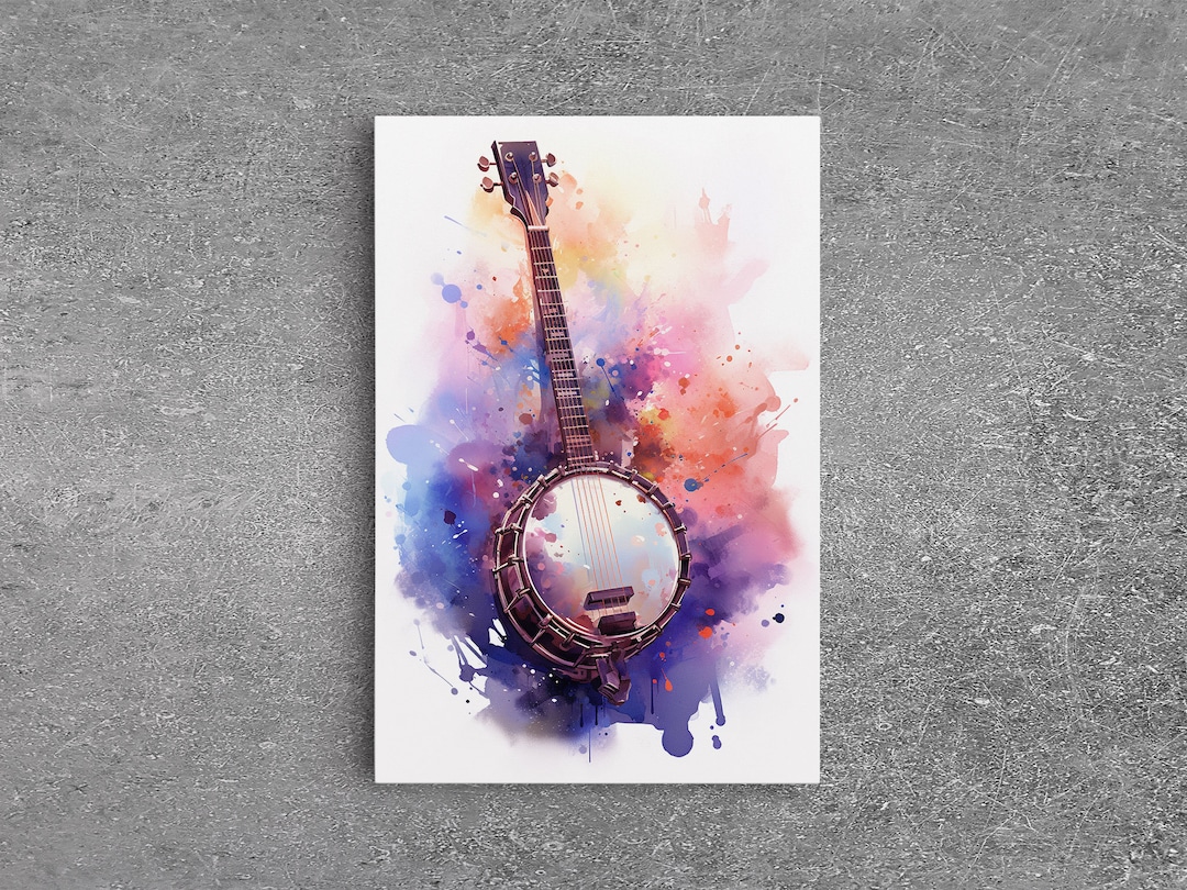 Banjo Gift, Banjo Wall Art Canvas Print, Country Music Art, Guitar Art ...