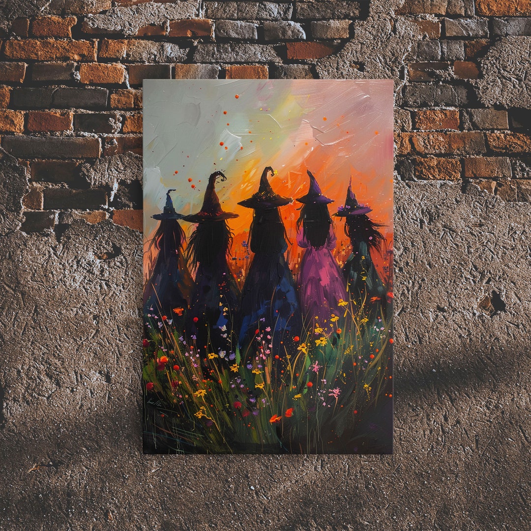 Springtime Witches, Coven of Witches Among the Wildflowers, Art Print ...
