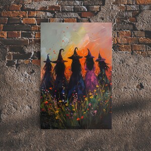 Springtime Witches, Coven of Witches Among the Wildflowers, Art Print ...