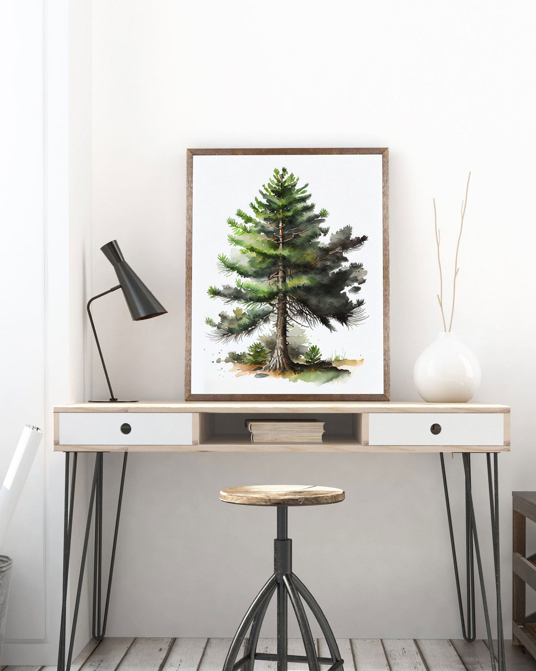 Pine Trees Print, Watercolor Trees, Watercolor Print, Mountain Art ...