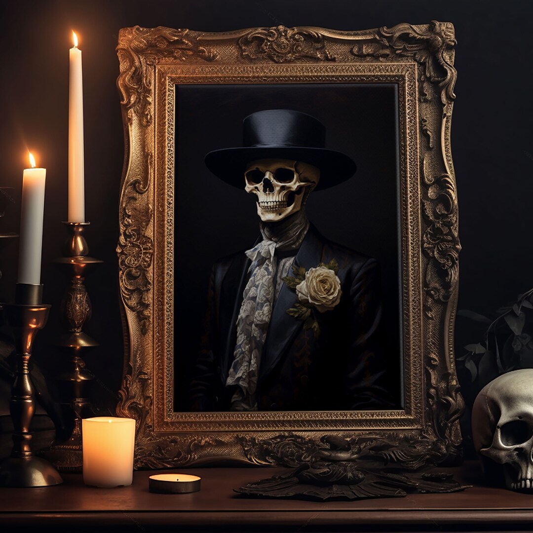 The Dapper Skeleton, Spooky Halloween Wall Art, Canvas Print, Framed ...