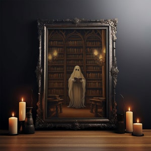 The Spooky Bookshop, Spooky Ghost, Fine Art Print, Halloween Wall Art ...
