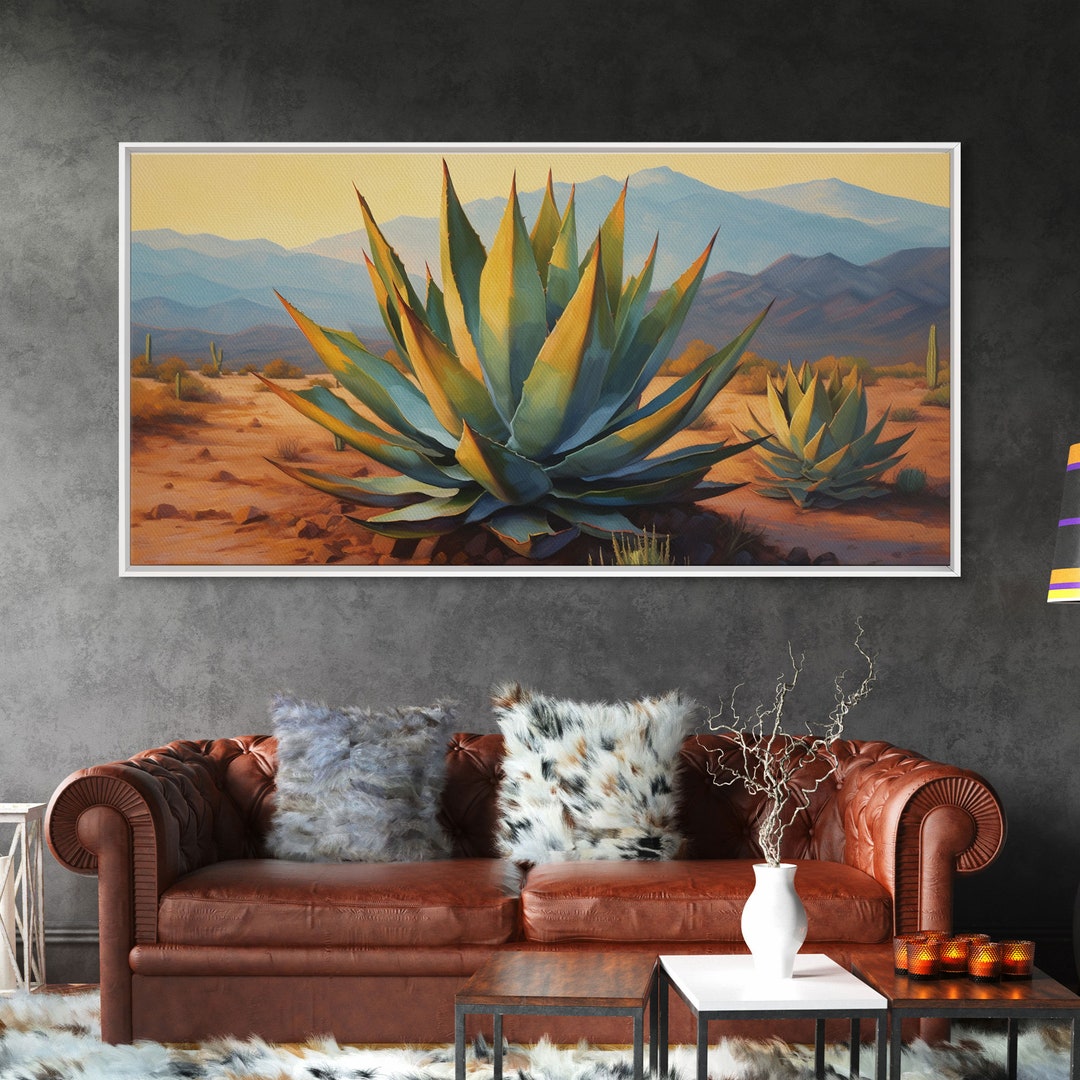 Southwestern Wall Art, Agave Desert Canvas Ready to Hang Large Print ...