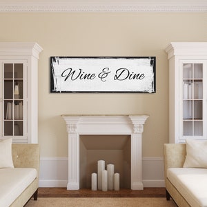 Kitchen Canvas Sign, Wine and Dine, Sign for Kitchen, Kitchen Wall Art ...