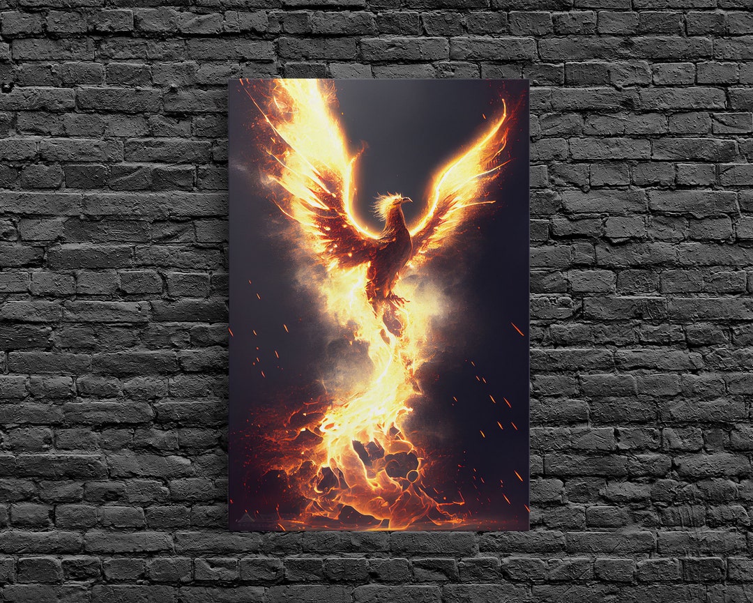 Phoenix in Flames, Retribution, Framed Canvas Print, the Phoenix ...