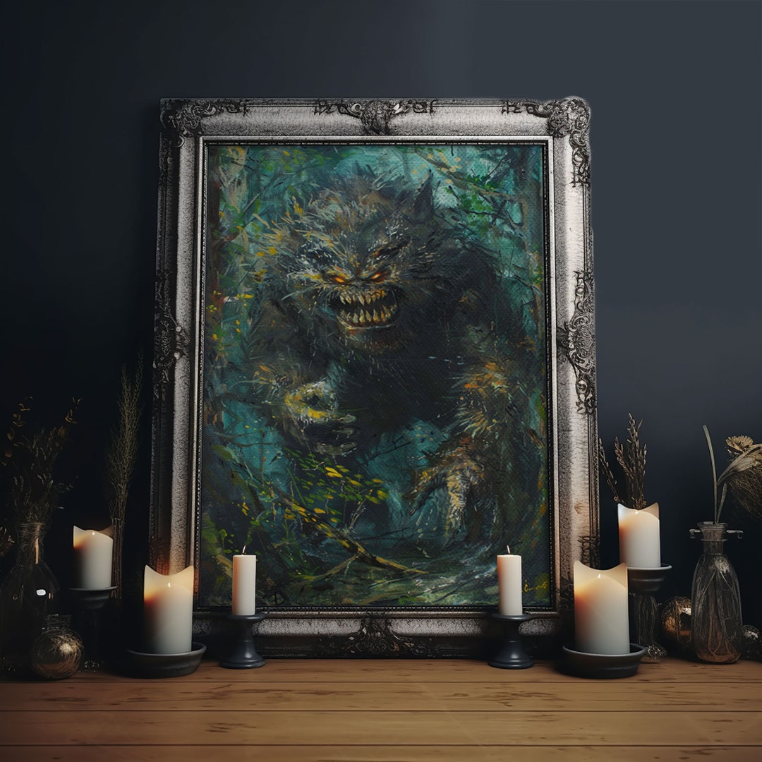 Halloween Frightening Forest Beast Framed Canvas Print, Wall Art, Home ...