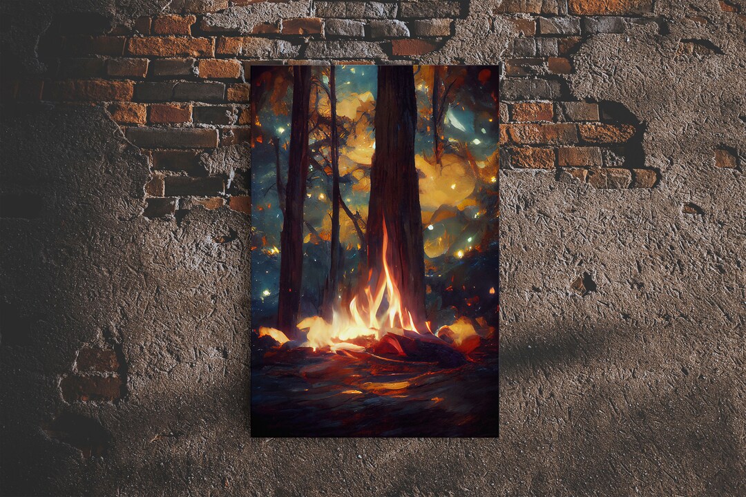 Abstract Campfire Art, Framed Canvas Print, Ready to Hang Framed Wall ...