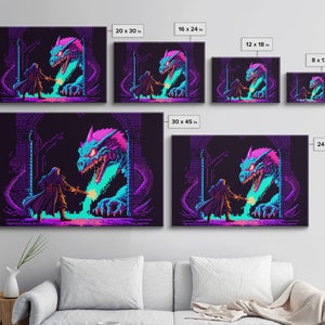 Wizard VS Hydra, RPG Pixel Art, Vaporwave Aesthetic Video Game Pixel ...