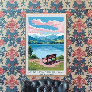 Snowdonia National Park Original Wall Art Travel Poster, Gift for ...
