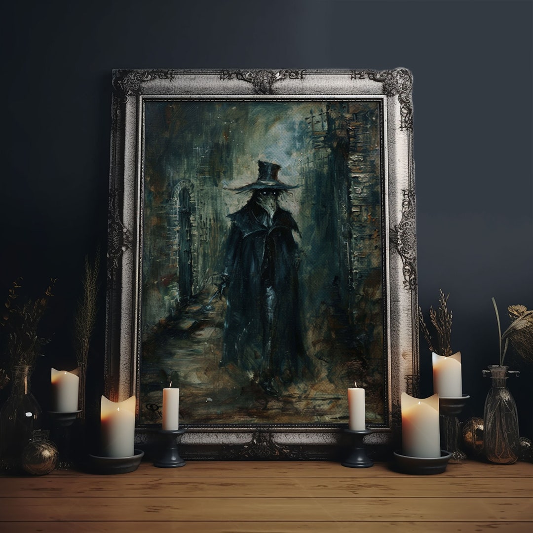 Ghostly Figure in Victorian Attire - Eerie Night Stalker Gothic Art ...