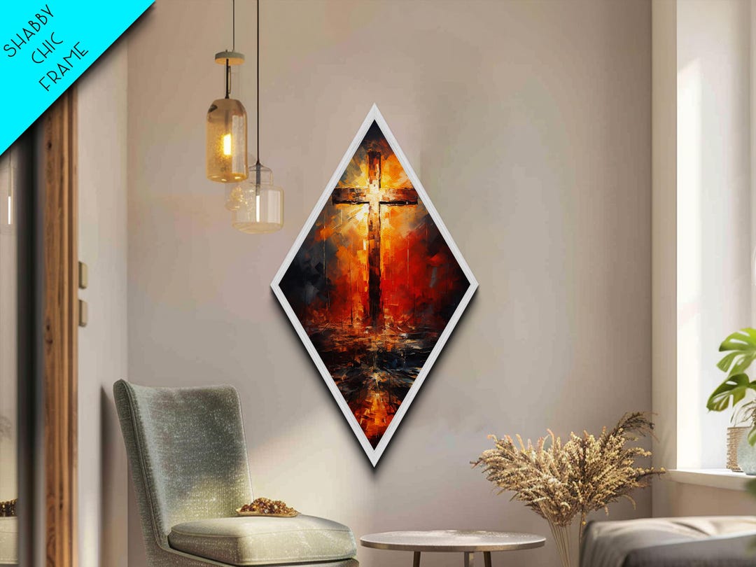 Watercolor Painting Print of a Cross, Funky Christian Decor, Canvas Art ...