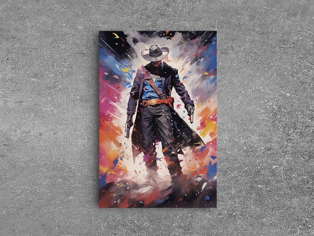 Cosmic Cyberpunk Cowboy Graffiti Art, Framed Canvas Print #4954 - Etsy