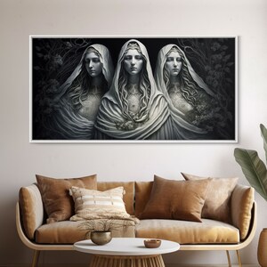 The Norns, Norse Mythology, Weavers of Fate, Framed Canvas Print, Urðr ...