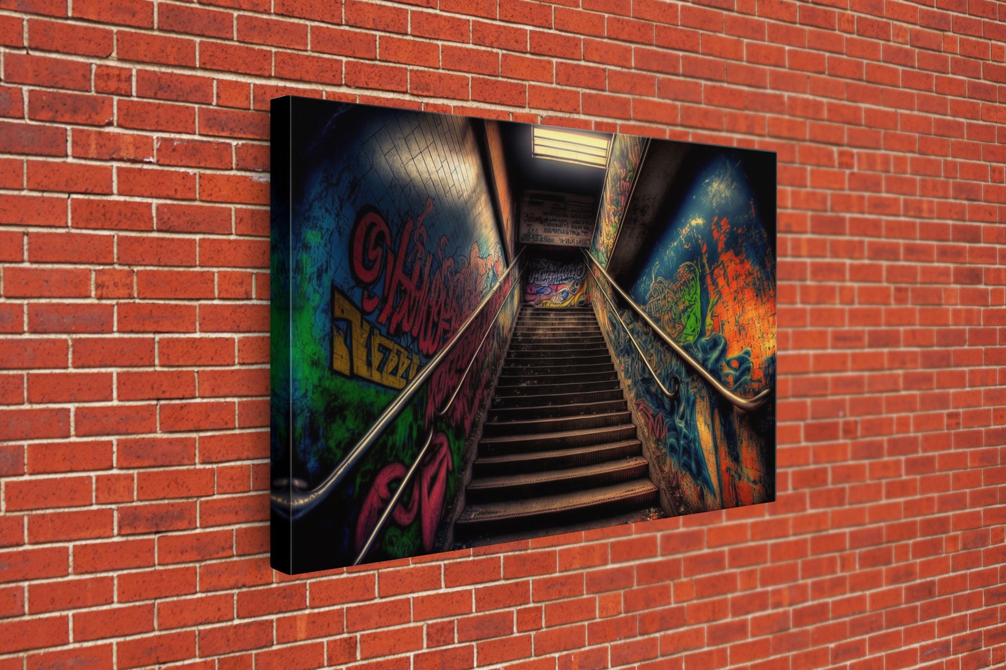 Graffiti Covered Staircase Subway Stairs Framed Canvas - Etsy